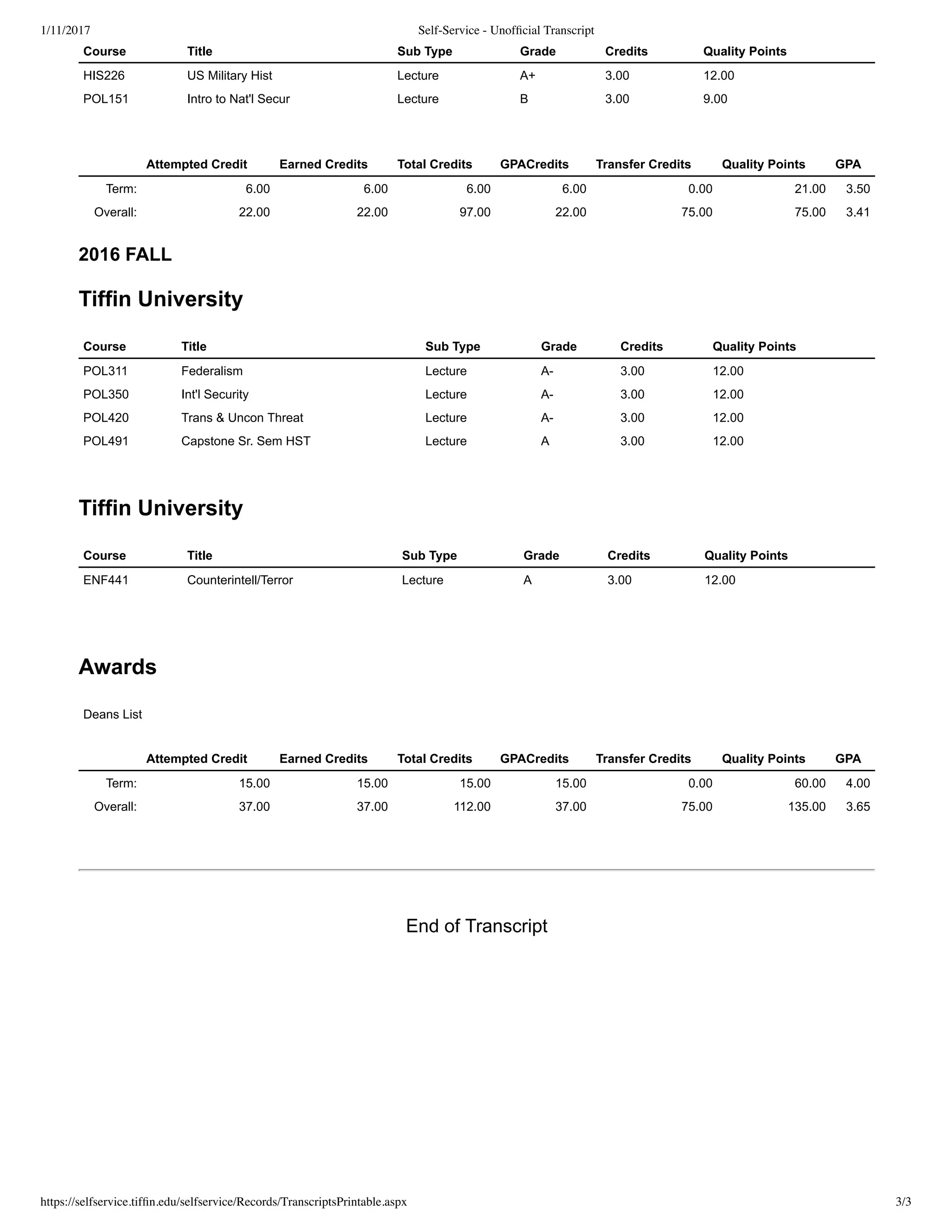 TU Unofficial Transcript | PDF | Undergraduate Education | College Education
