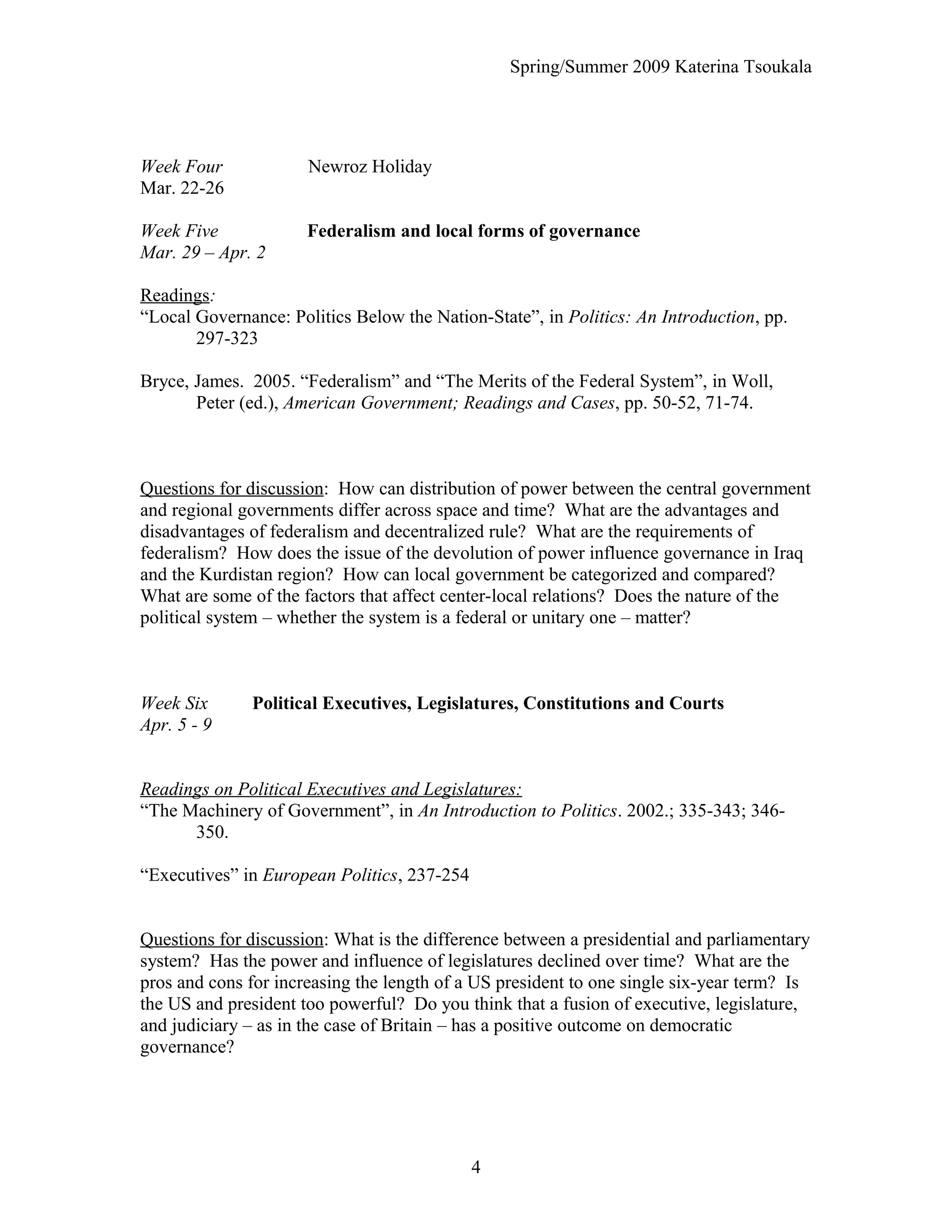 Introduction to Comparative Government Syllabus | DOC