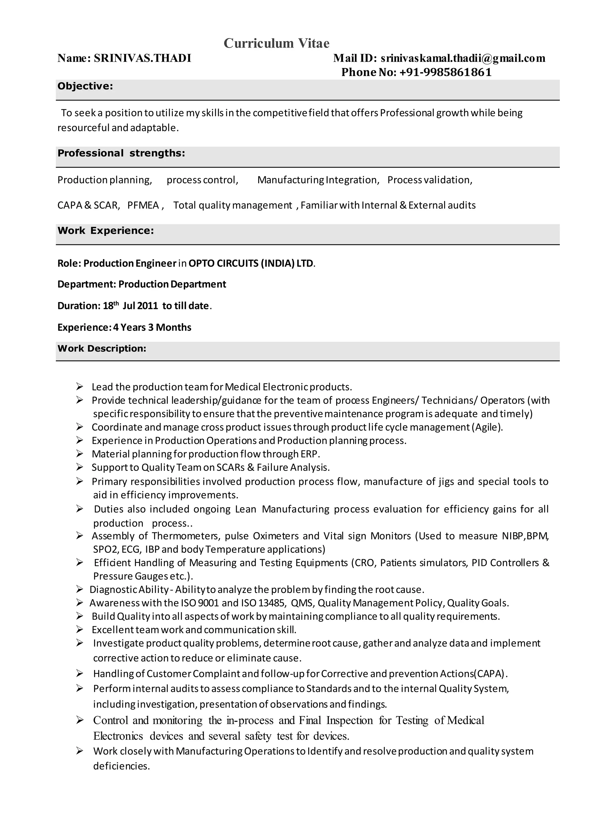 srinivas cv | DOCX