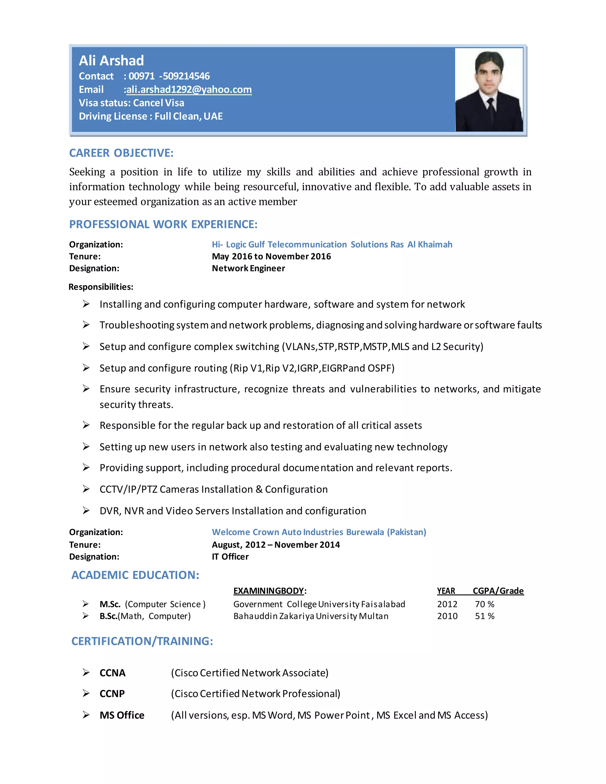 Ali Arshad CV | DOCX