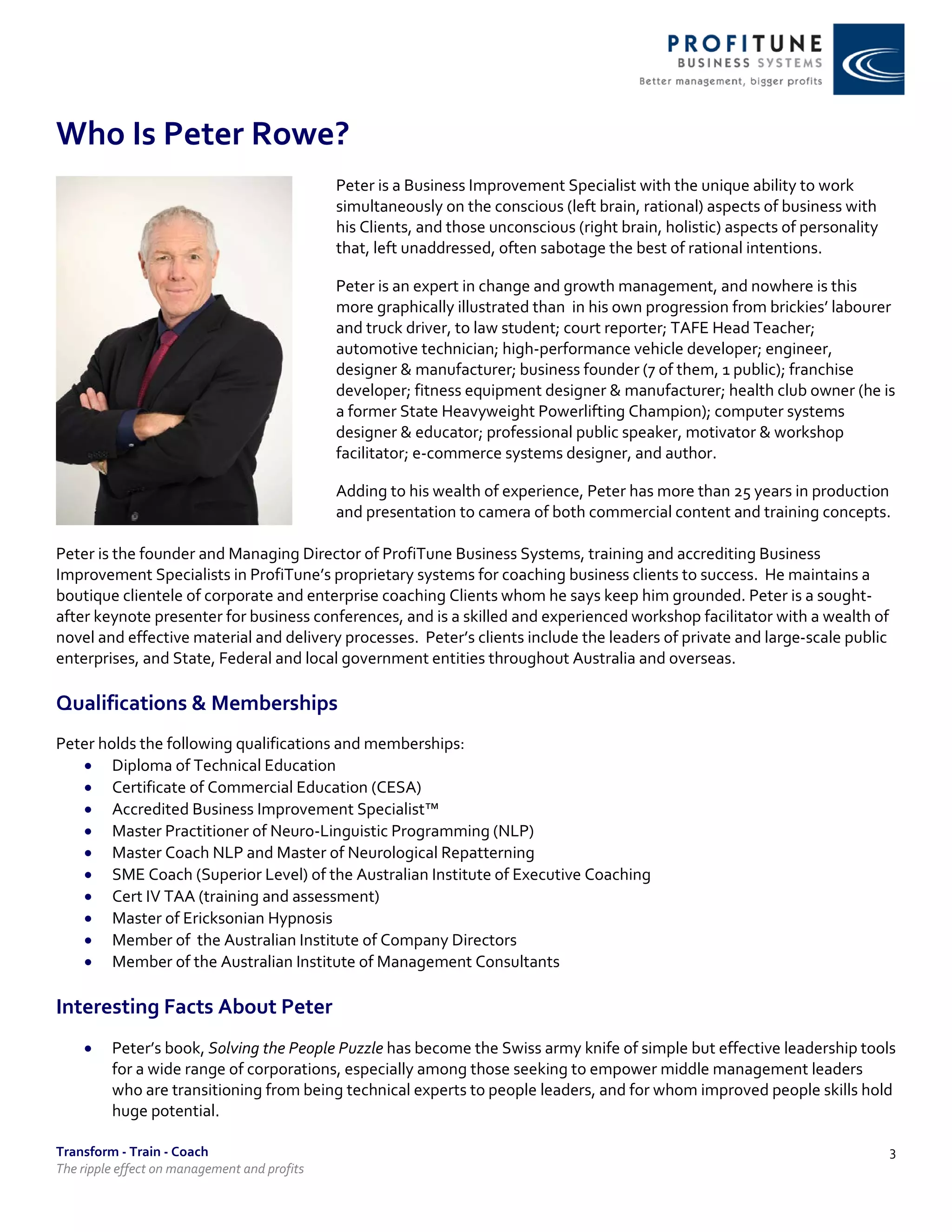 Peter Rowe Speaking Profile | PDF