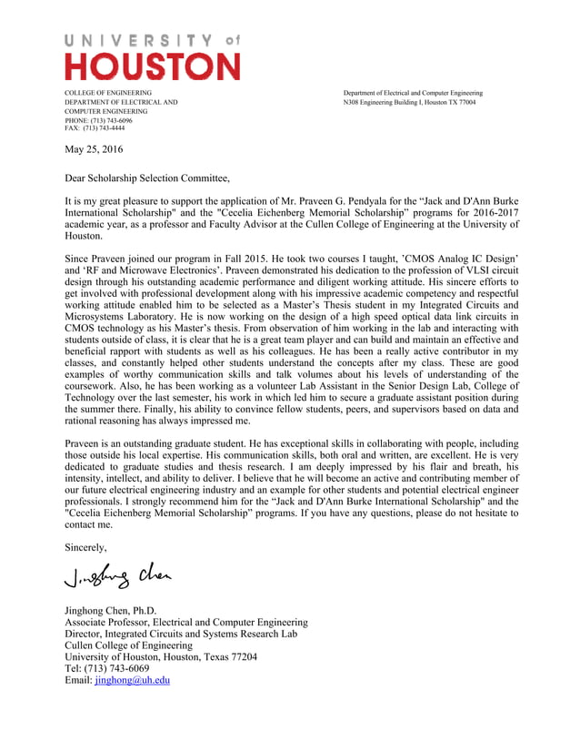 Dr. Chen Recommendation Letter | PDF