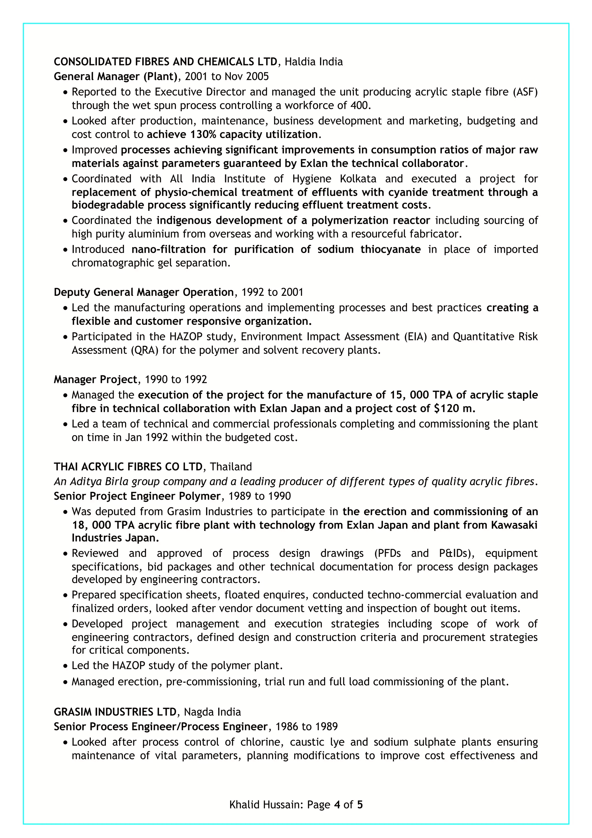 Resume - Khalid Hussain Project | DOC