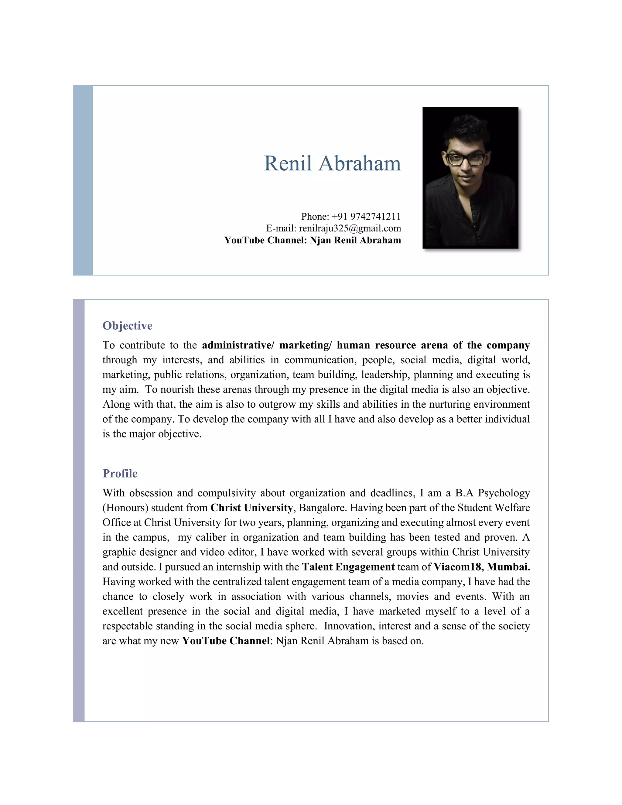 Renil Abraham - Resume | PDF