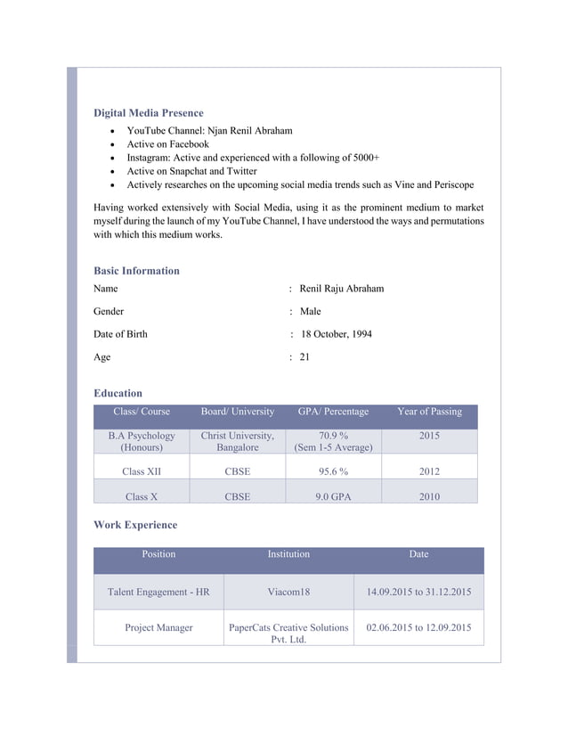 Renil Abraham - Resume | PDF
