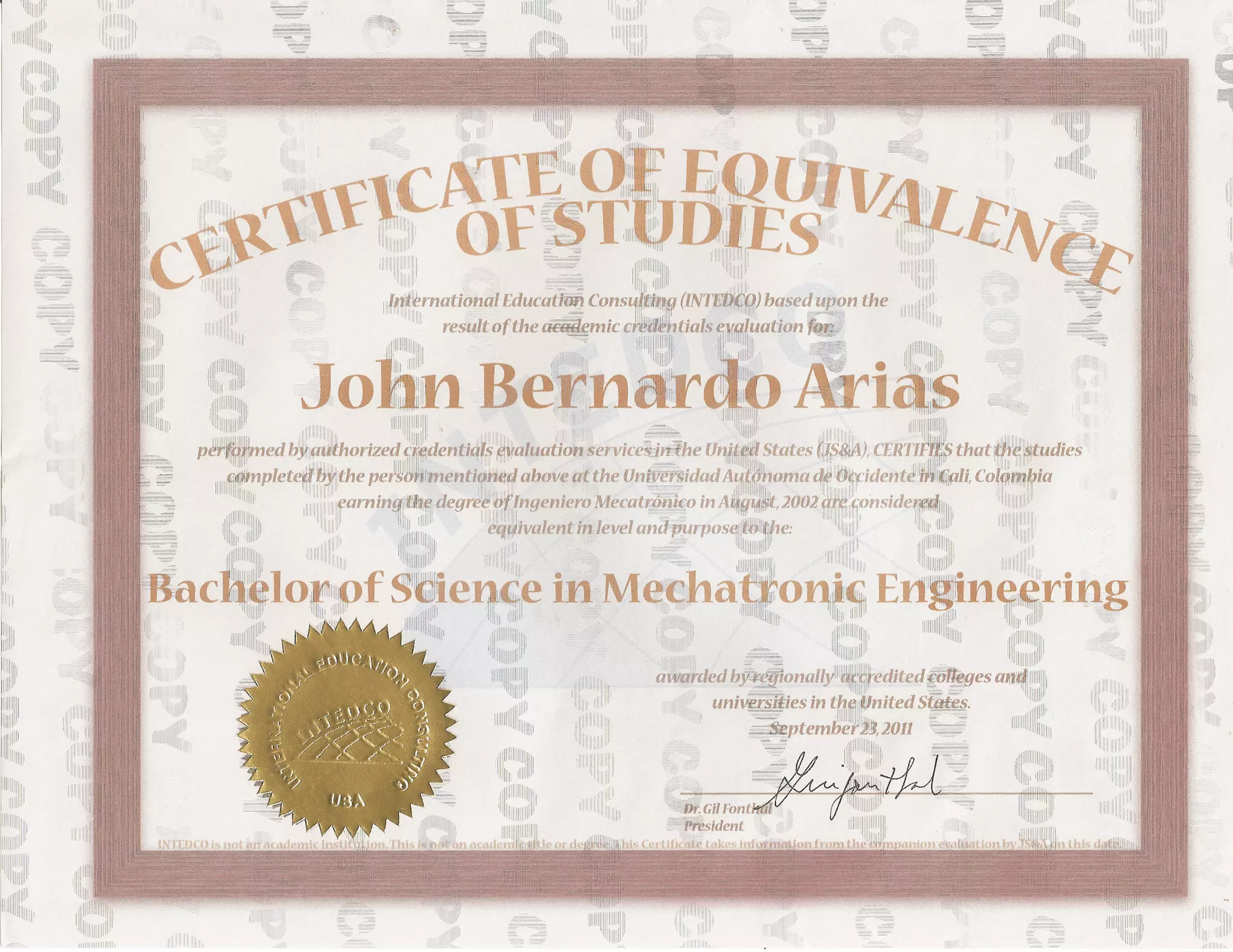 Titulo Homologado Mechatronic Engineering | PDF