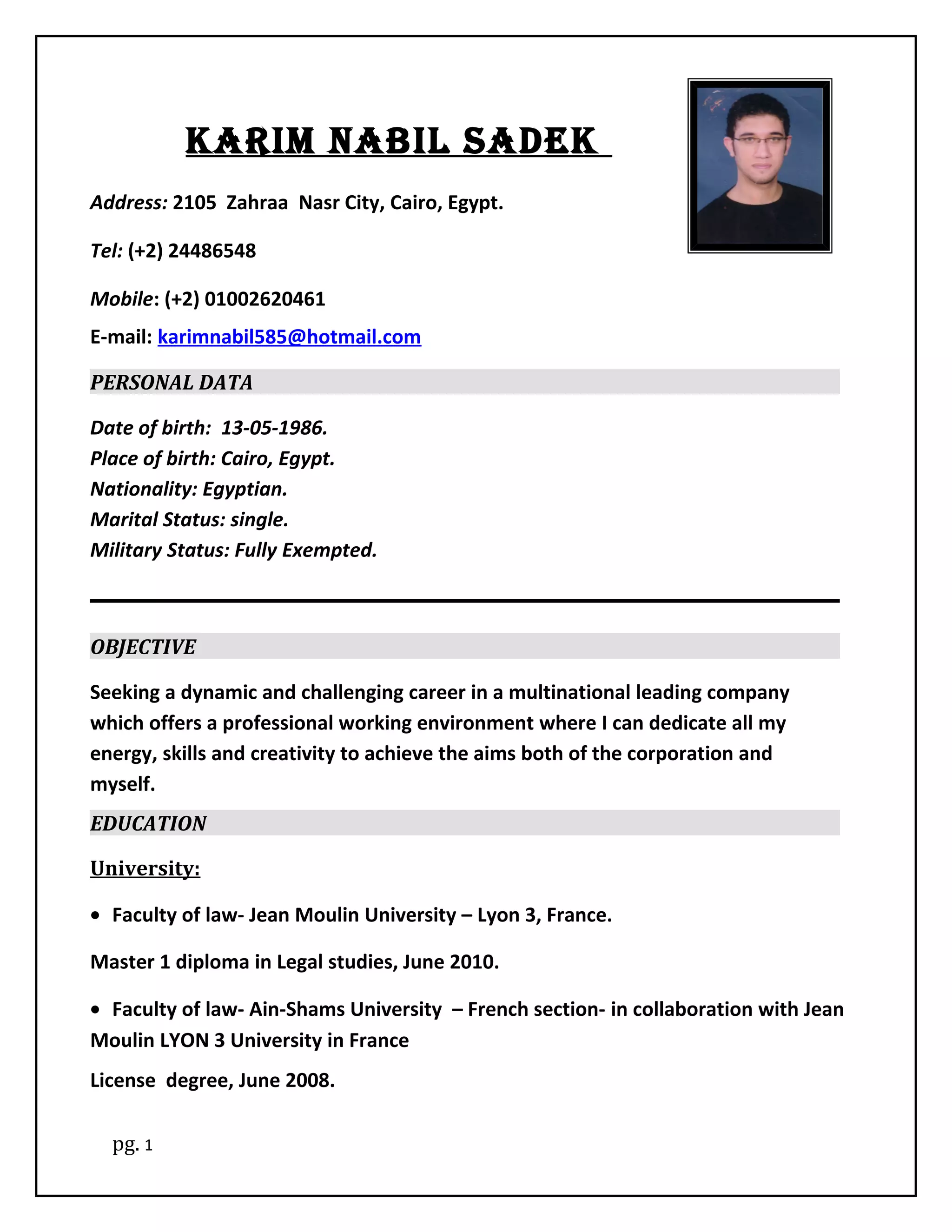 karim nabil English CV | DOC