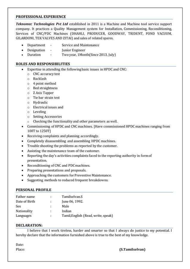 Tamil Resume (1) | PDF