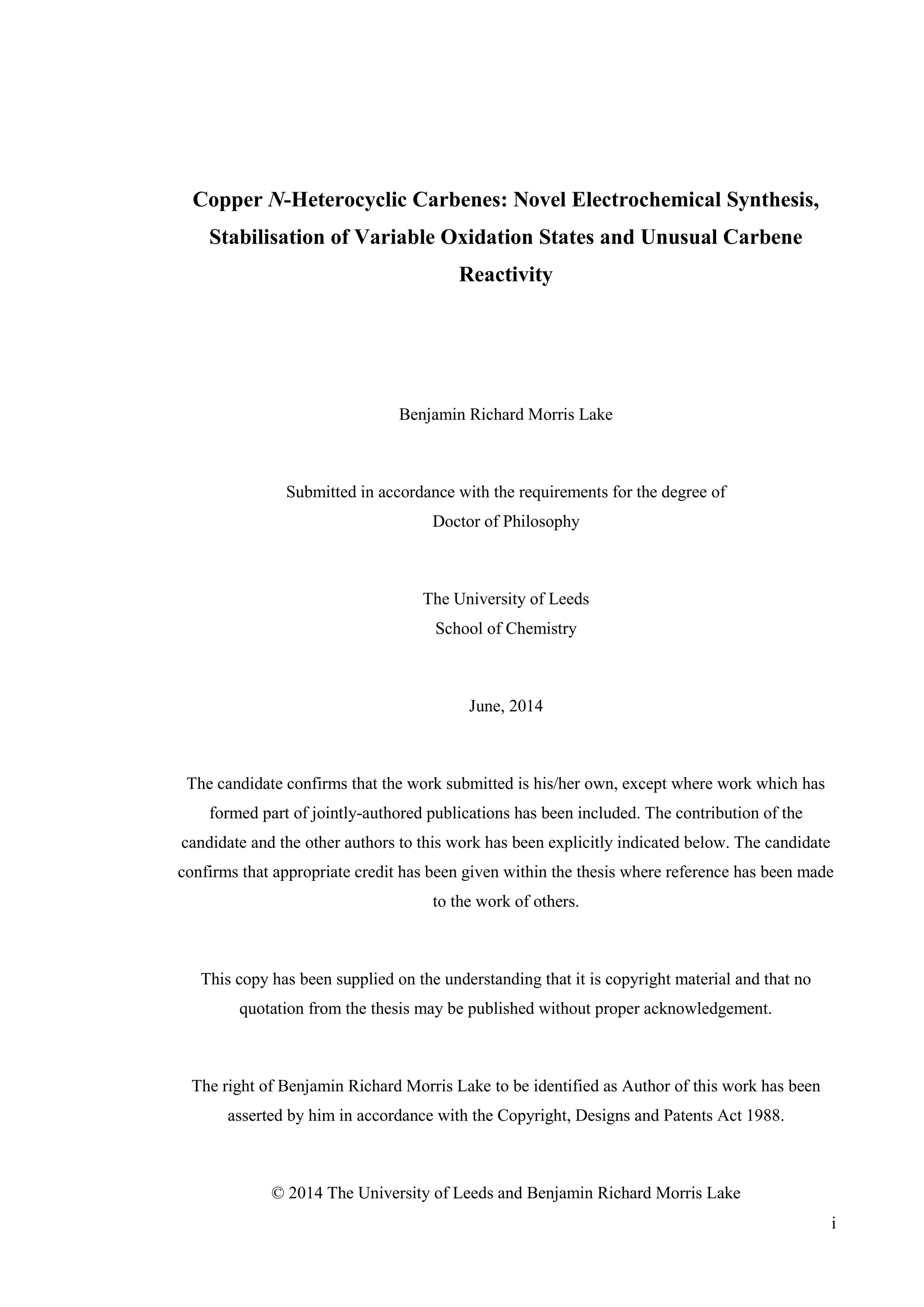 BENJAMIN RICHARD MORRIS LAKE - THESIS | PDF