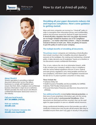 How To Start A Shred All Policy at Work | PDF