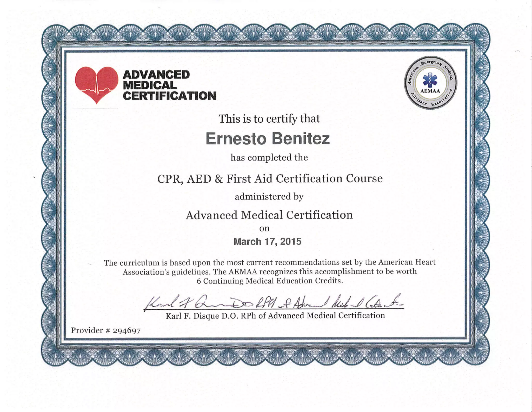 CPR AED First Aid Certificate | PDF