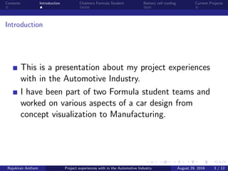 Project experience in Automotive Industry | PPT