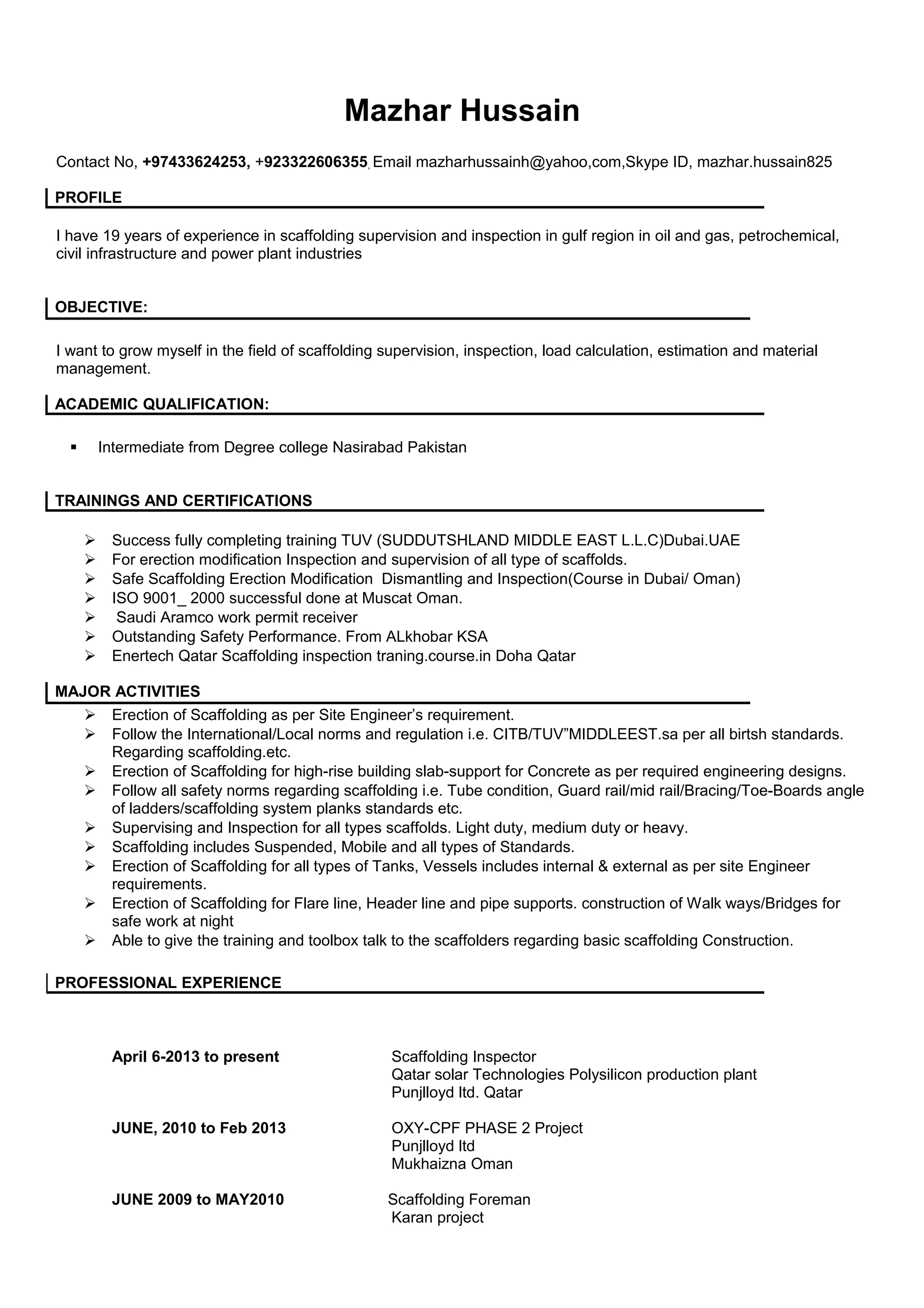 cv Mazhar thaheem | PDF