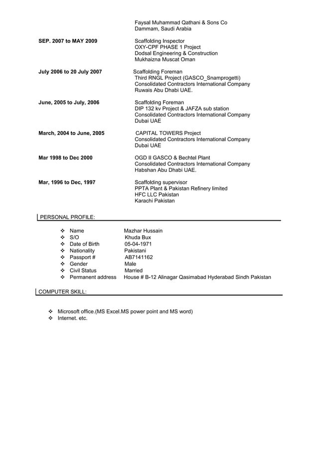 cv Mazhar thaheem | PDF