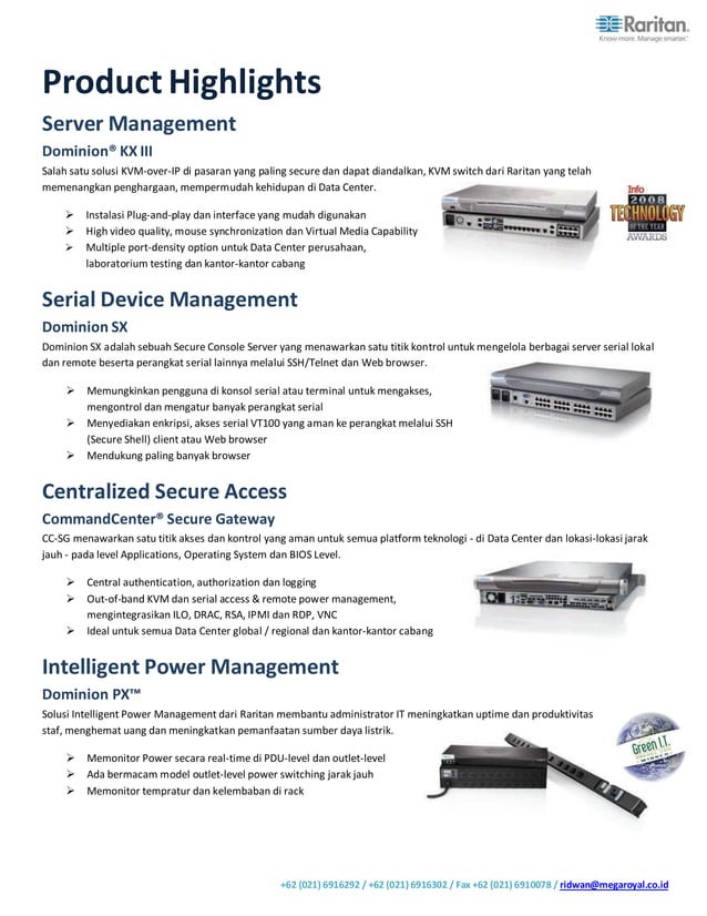 Raritan Data Center Infrastructure Power and Access Management ...