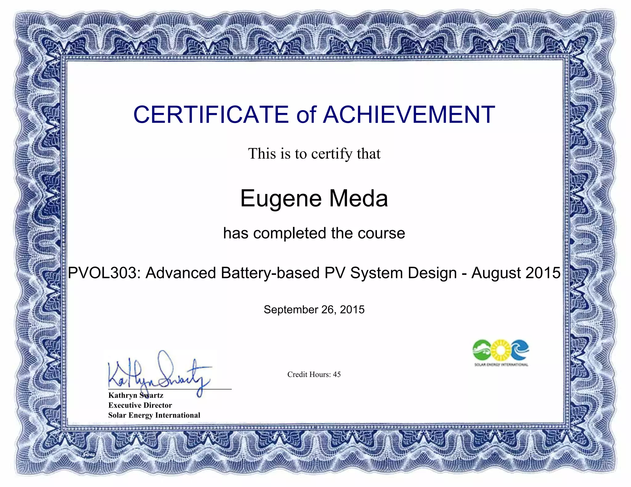 Record of Completion - PVOL303 | PDF
