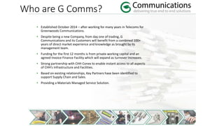 G Comms Materials Management Presentation | PPTX | Logistics | Business