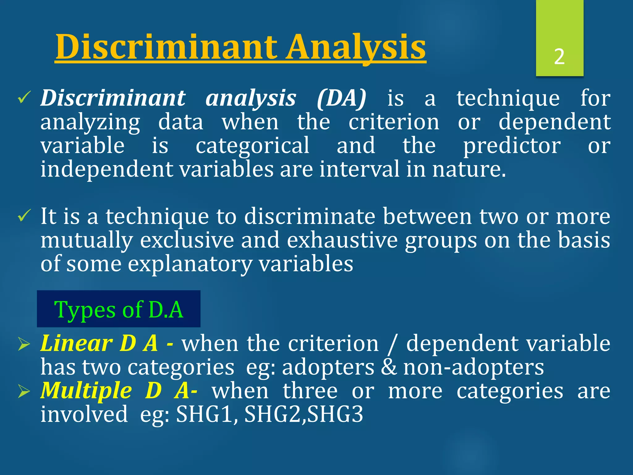 discriminant analysis | PPTX