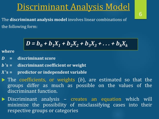 discriminant analysis | PPTX | Physics | Science