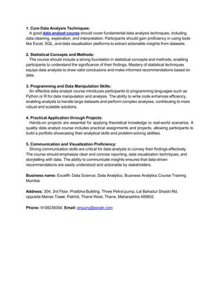 DA.pptx excelr data analyst course thane | PPTX | Business | Business and Finance