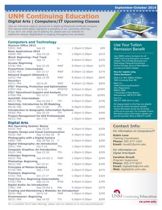 Digital Arts & IT Classes for September-October @UNMCE | PDF