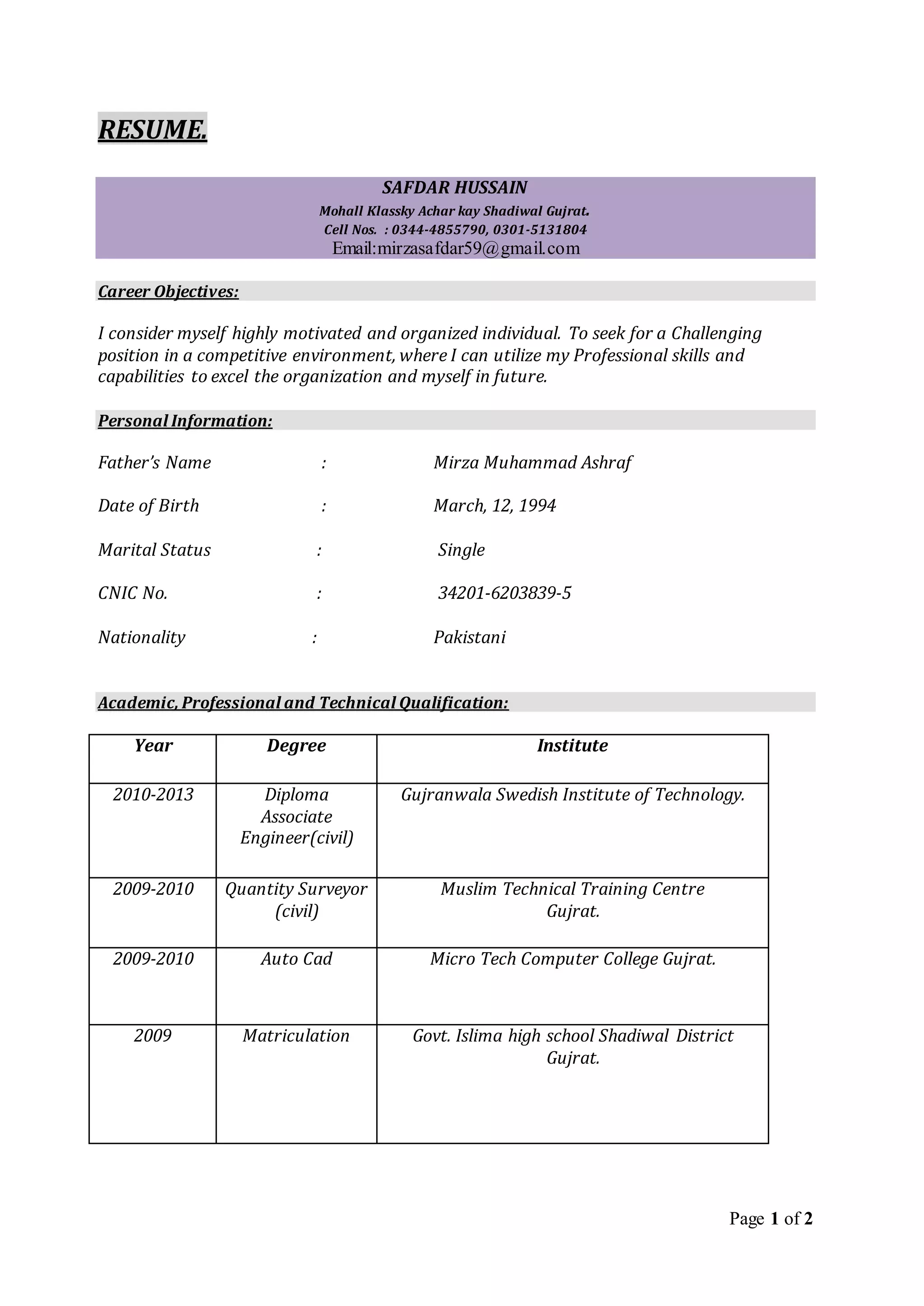 Safdar Hussain | DOCX