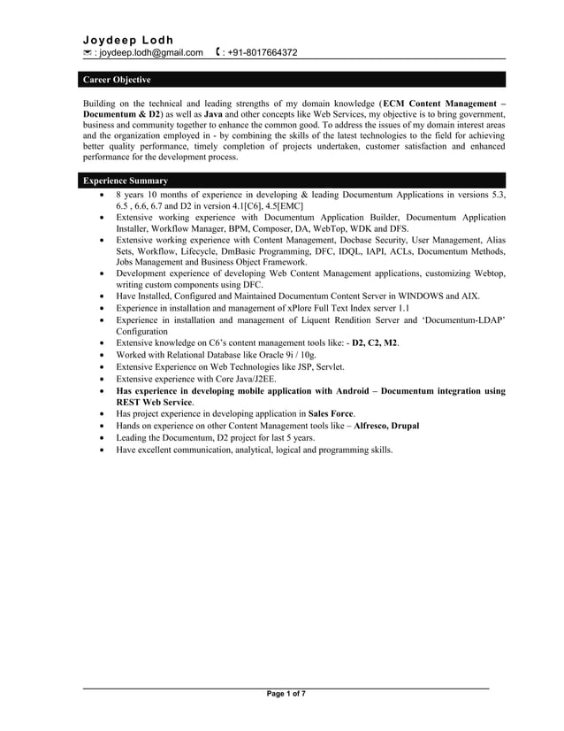 Resume - Joydeep Lodh -Updated | PDF