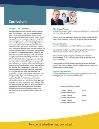 Six Sigma Lean Brochure_Chester w1 | PDF