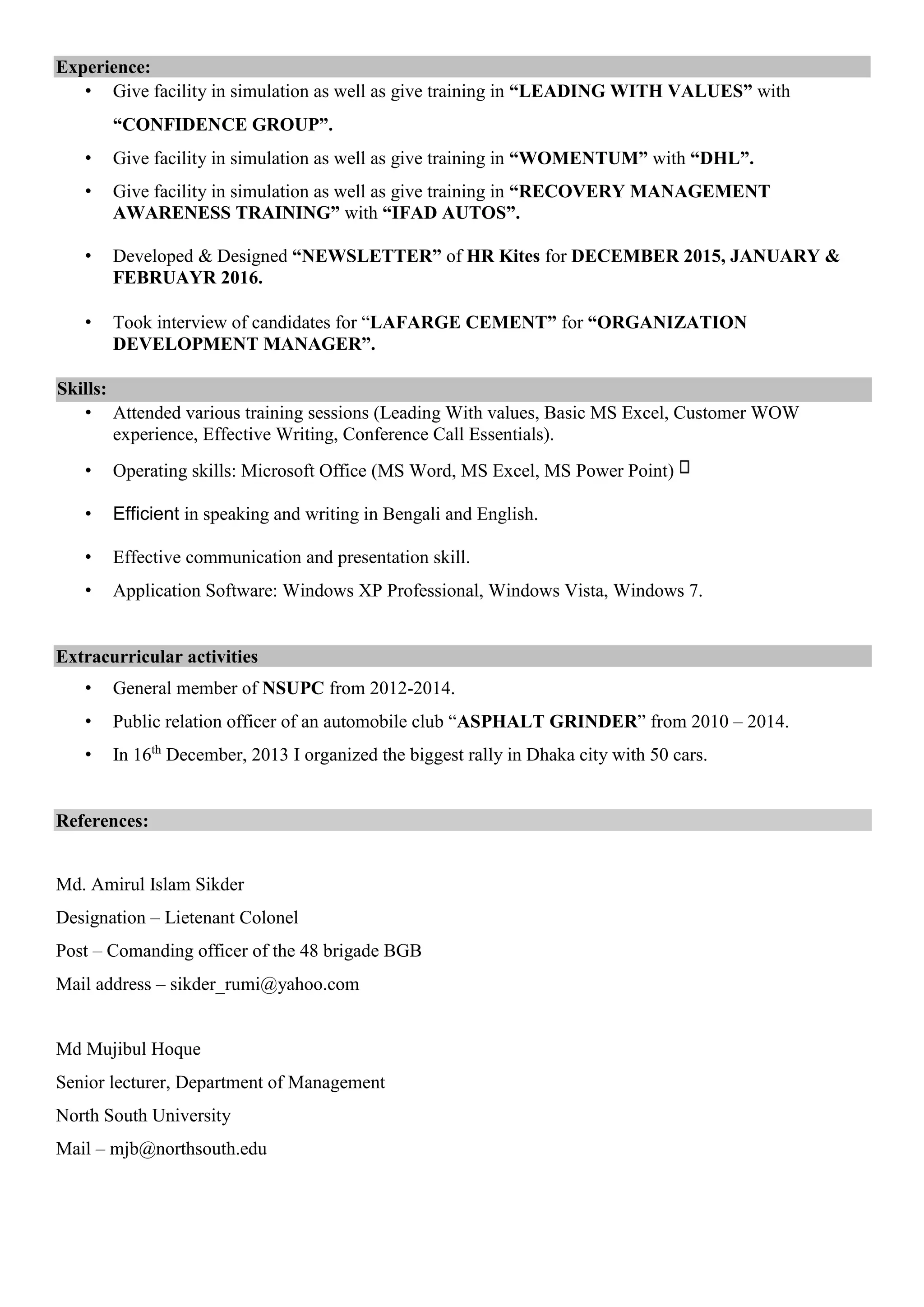 Resume_Farhad Ullah Sikder | PDF | Human Resources | Business