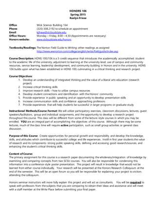 Honors 106 Syllabus | PDF