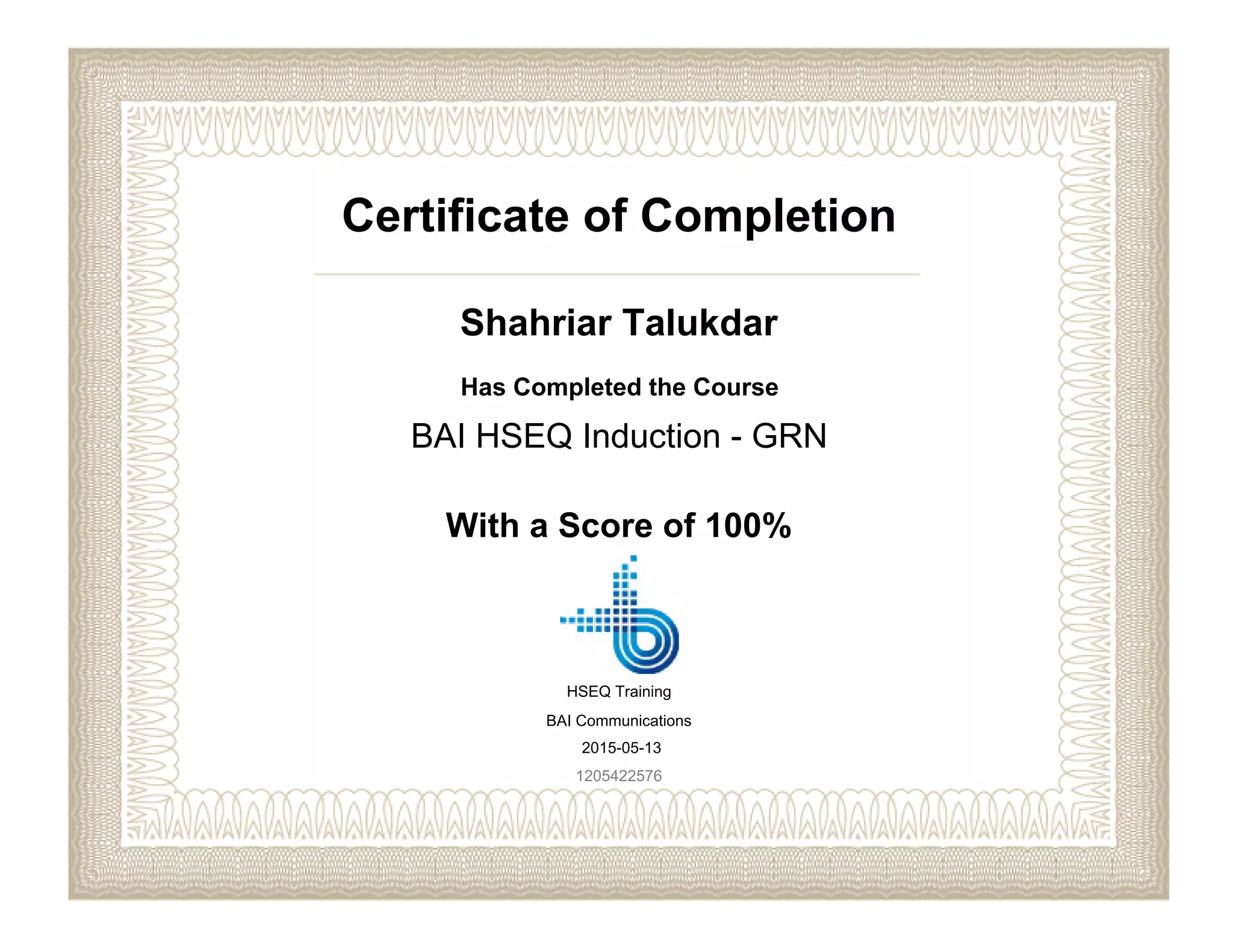 BAI HSEQ Induction - GRN | PPT