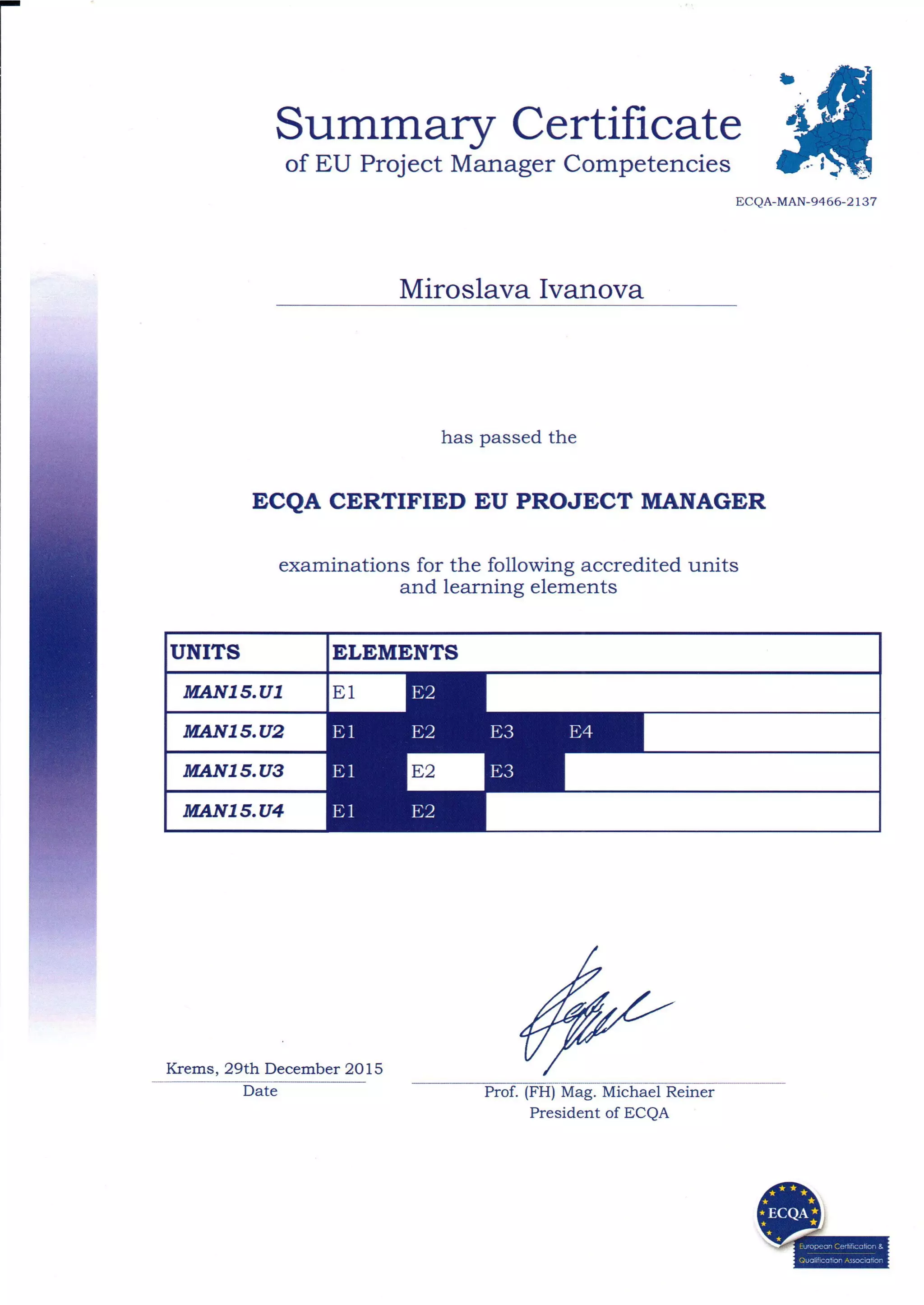 ECQA Certificate Miroslava Ivanova | PDF