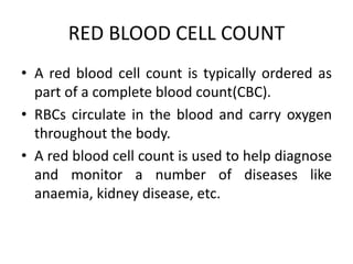 Enumeration of Red Blood Cells | PPTX
