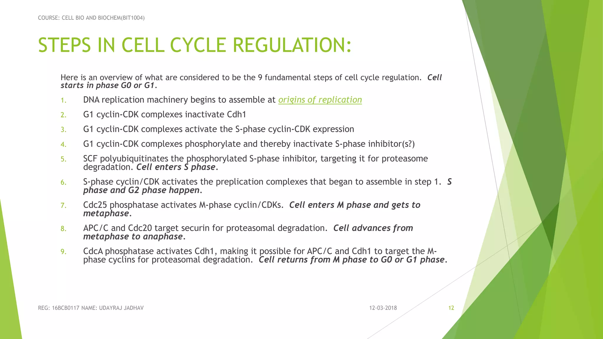 REGULATION OF CELL CYCLE | PPTX