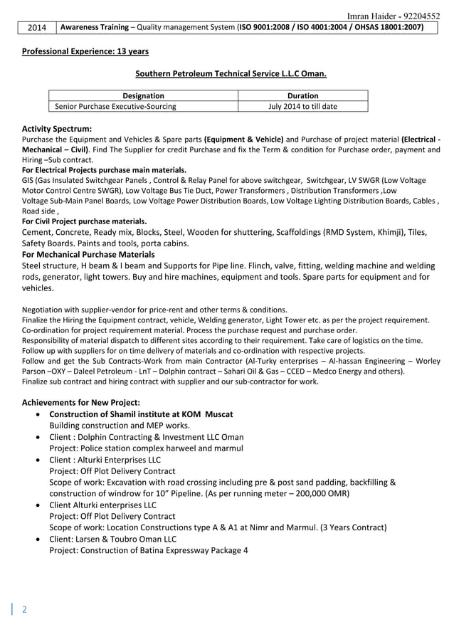 Imran-Kazmi-Purchase- sourc CV- 16 | PDF | Free Download