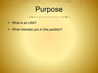LRA Interest Meeting Presentation | PPT