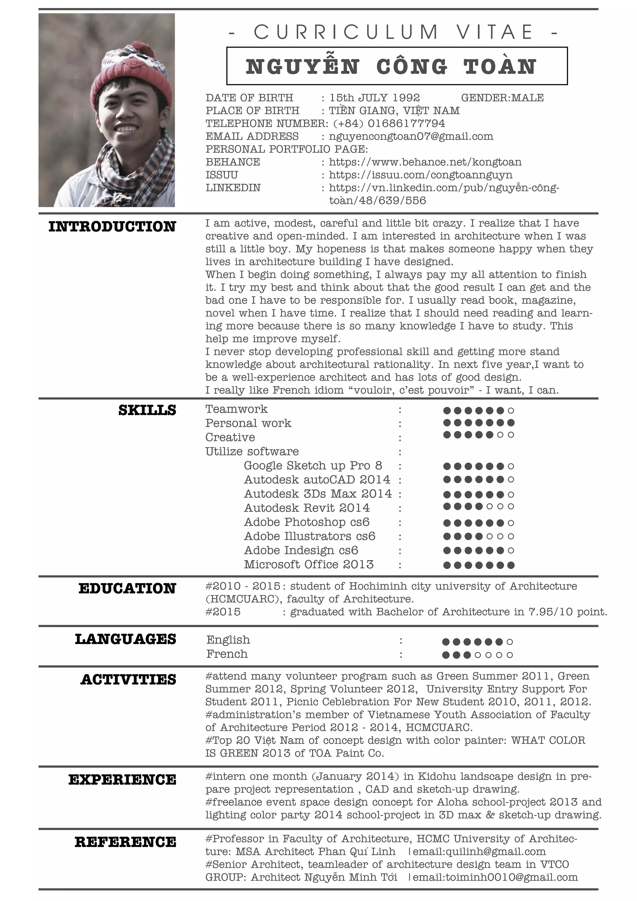 CURRICULUM VITAE OF NGUYENCONG TOAN | PDF | Education