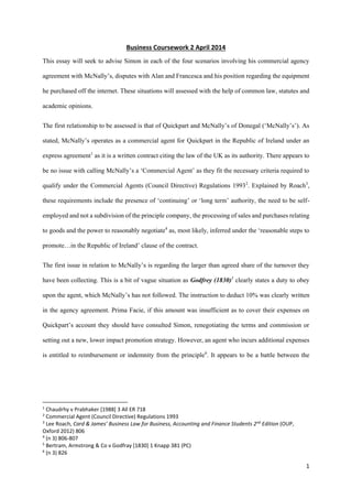 2nd Year Business Law Coursework | PDF