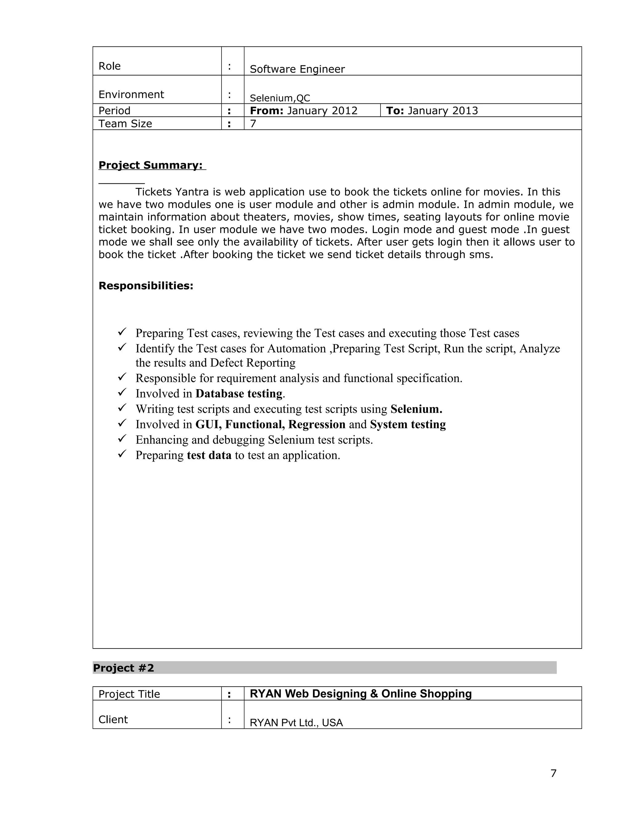 selenium resume | PDF