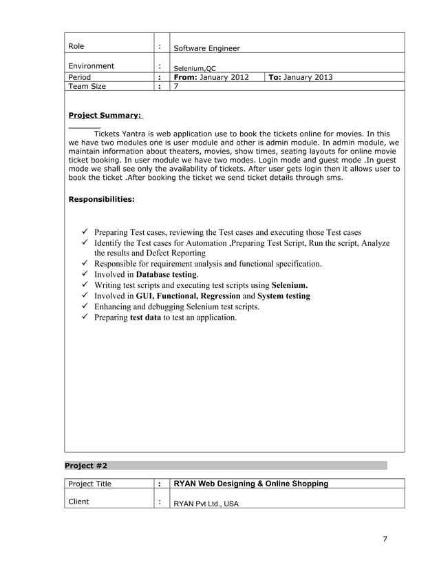 selenium resume | PDF