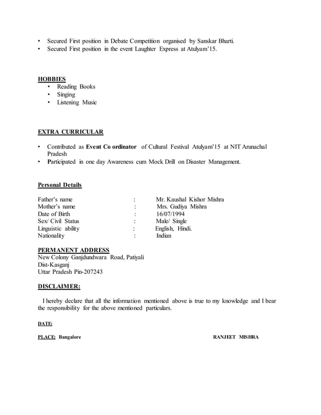 Ranjeet mishra Resume | PDF