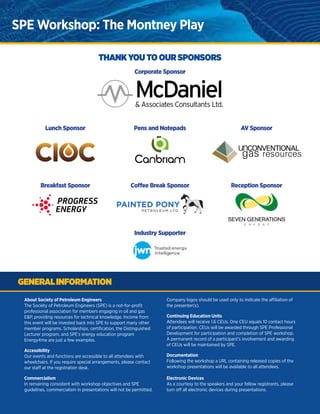 SPE Workshop - The Montney Play | PDF | Events