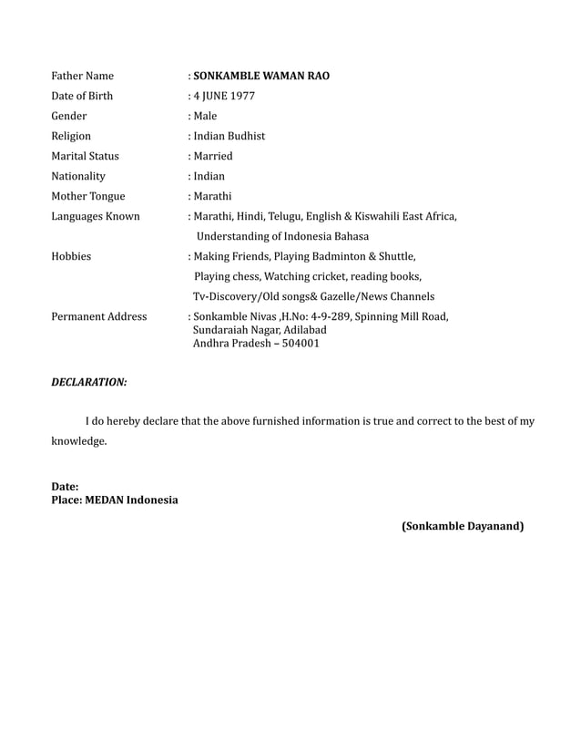 Dayanand sonkamble Updated CV on 18 | PDF | Manufacturing Industry | Industries