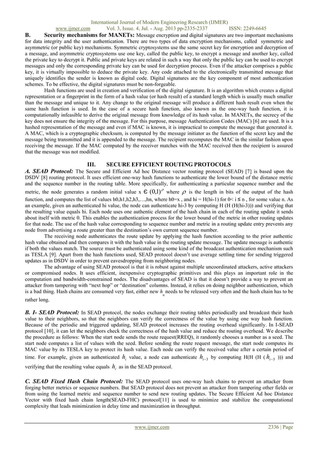 A Study of Secure Efficient Ad hoc Distance Vector Routing Protocols for MANETs | PDF | Computer ...