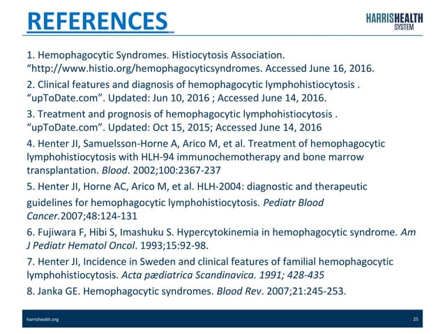 Hemophagocytic lymphohistiocytosis (HLH) | PPT