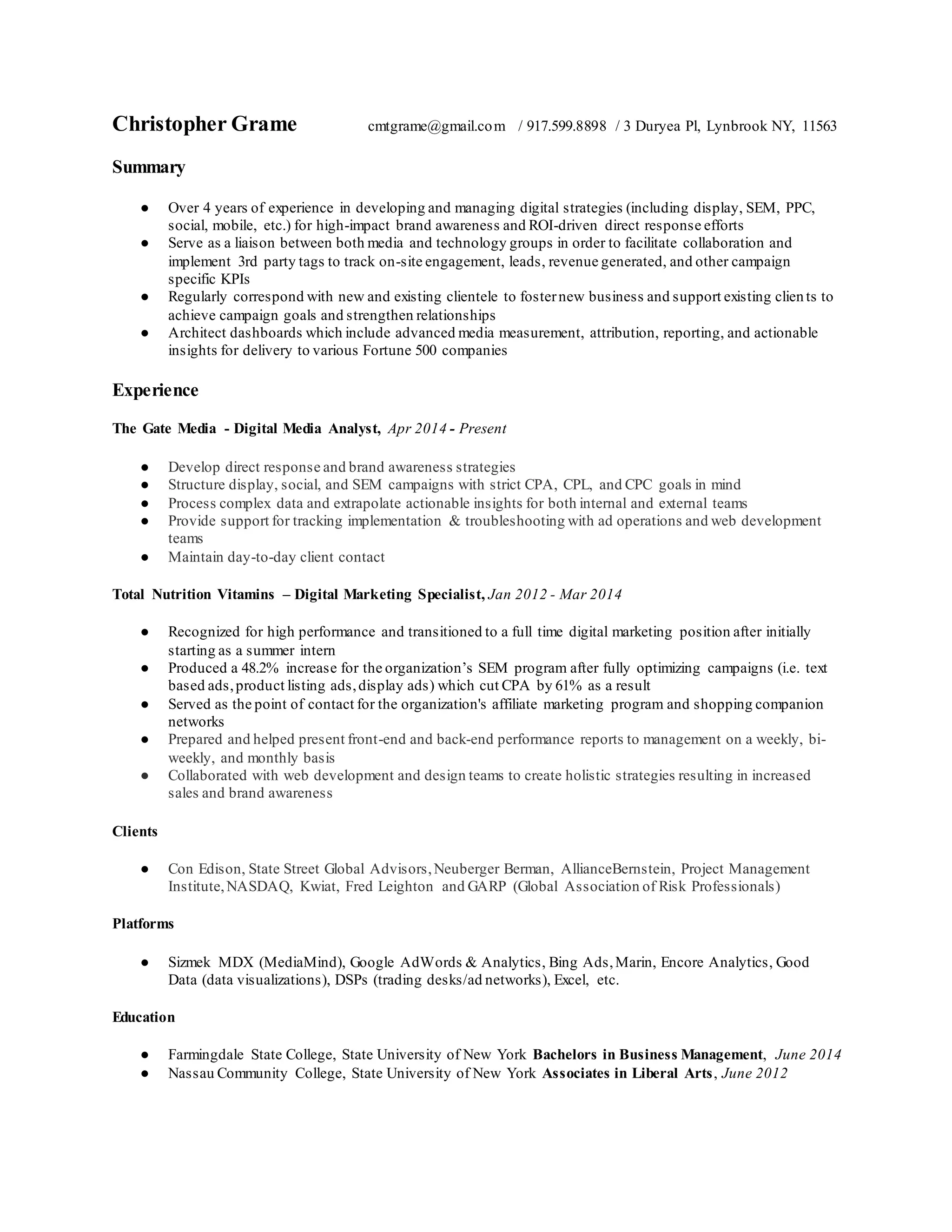 Grame.Christopher - Resume 2015 | DOCX