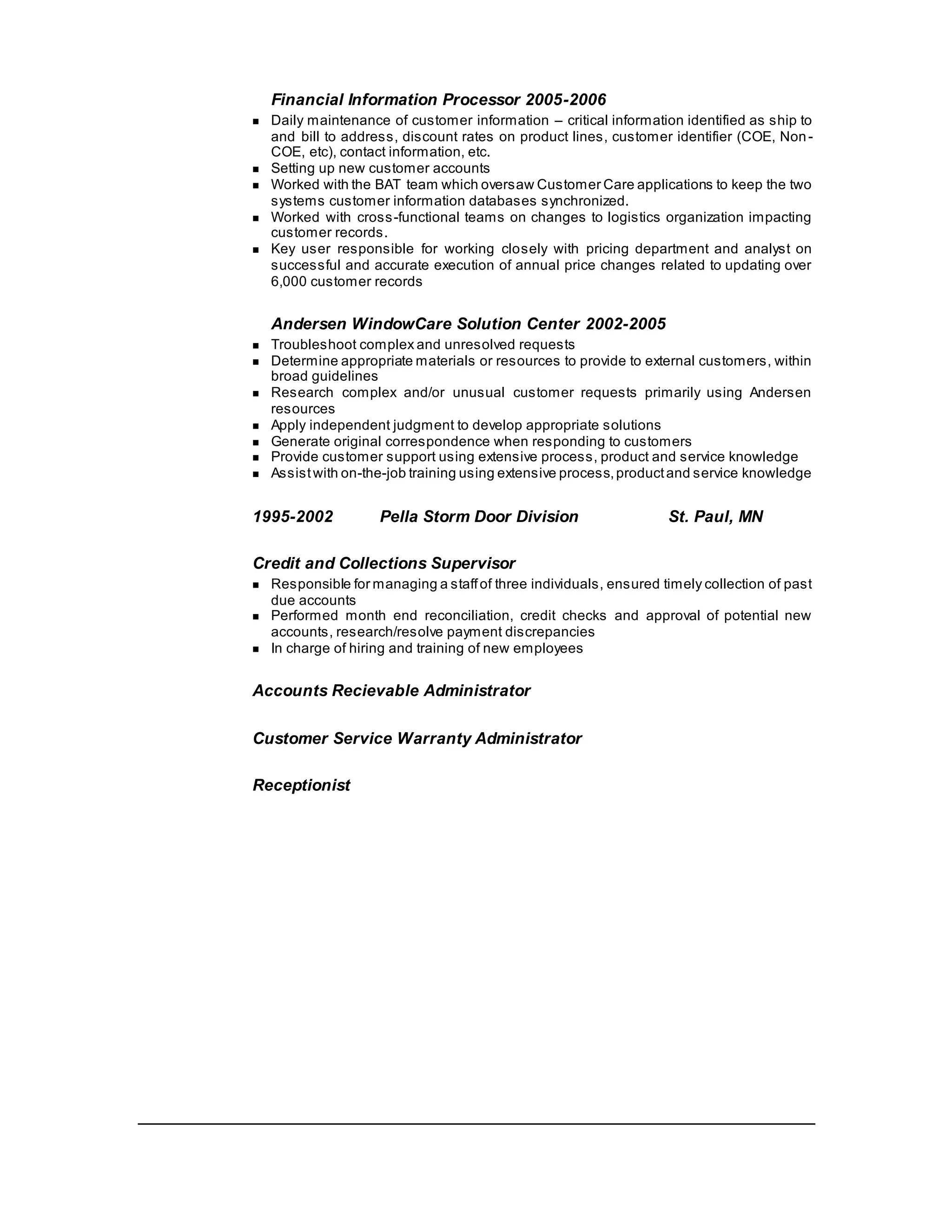 Credit and Collections Analyst - Resume | PDF