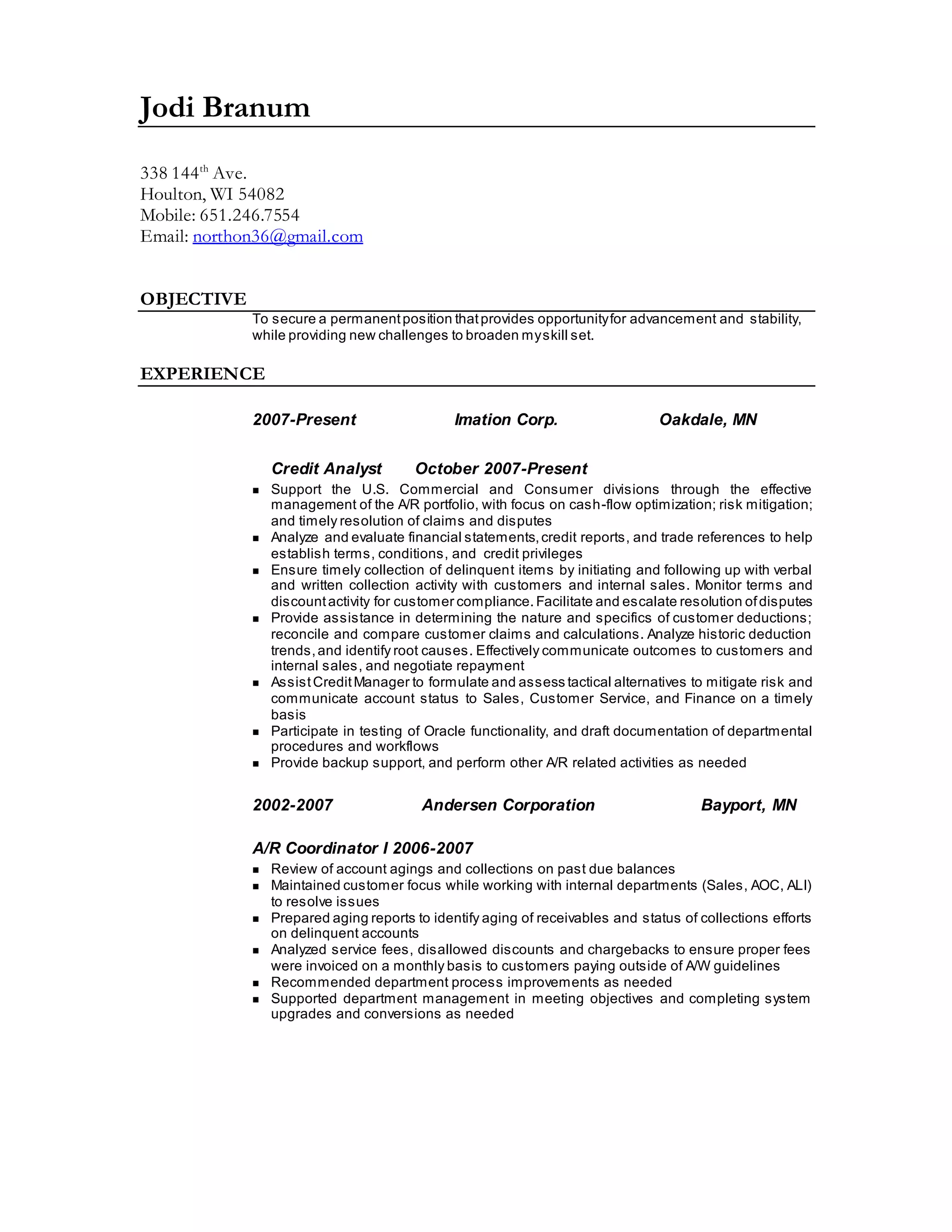 Credit and Collections Analyst - Resume | PDF