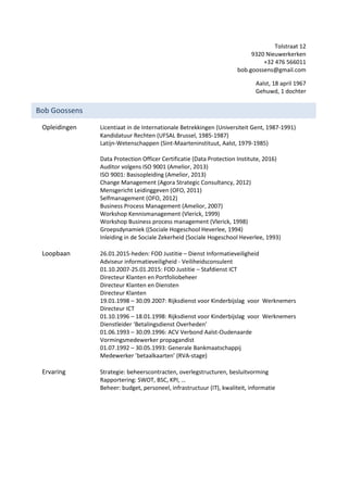 CV_Bob Goossens_20160615 | PDF