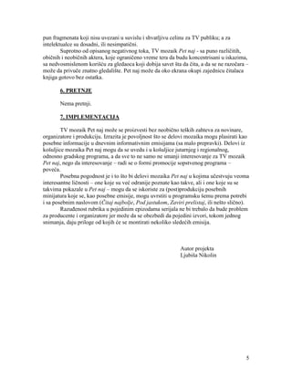 TV projekat Pet naj (mozaik) | PDF